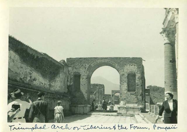 Arch at north-east end of the Forum. Looking north through arch. Image ...