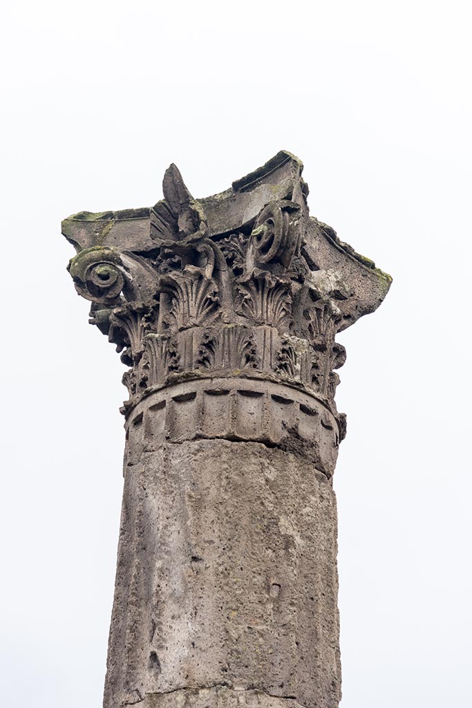 IX.14.4 Pompeii. July 2024.Tetrastyle atrium B, detail of capital above ...