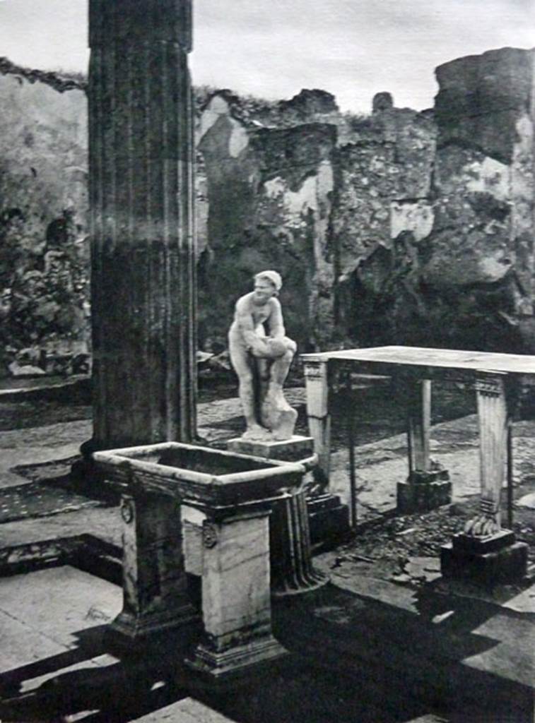 IX.14.4 Pompeii. Old undated photograph. Tetrastyle atrium B. Impluvium ...